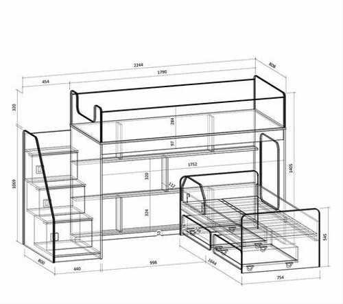 Детская кровать, Кровать чердак Легенда 43.2.2