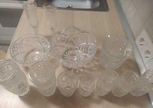 Посуда хрусталь (фужеры, стаканы, стопки, ваза)