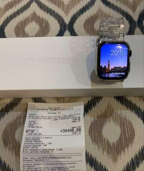 Apple watch 7 midnight 41mm + все аксессуары