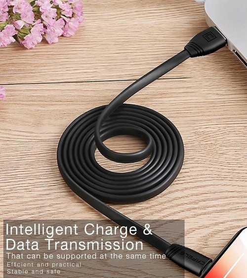 Type C USB Cable cafele Flat 120 cм чёрный