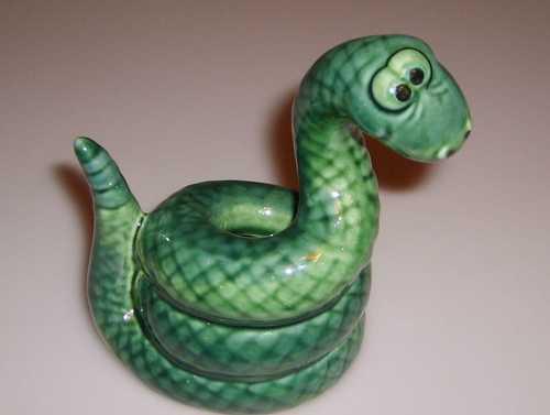 Керамическая статуэтка-подсвечник "Змея", новая