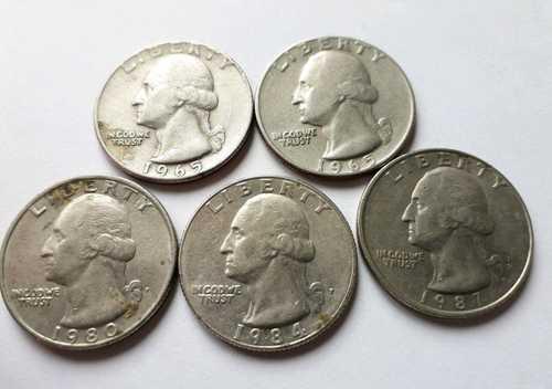 Монеты Quarter Dollar Liberty 1965-1987перевертыши