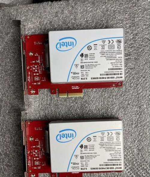 Два накопителя Intel P4610 + переходники