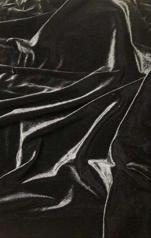 Ткань чёрный бархат-стрейч, отрезы 250х154 см
