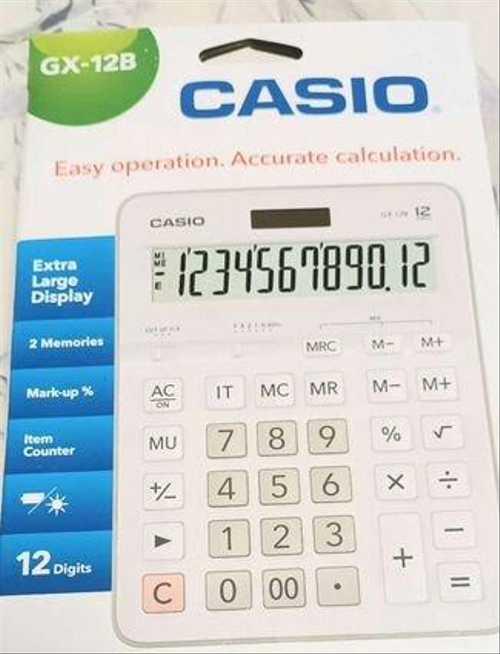 Калькулятор Casio gx-12B-we белый новый