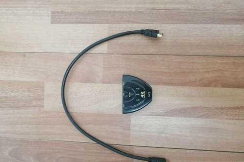 Разветвитель сплиттер hdmi на 3 порта 4K + кабель