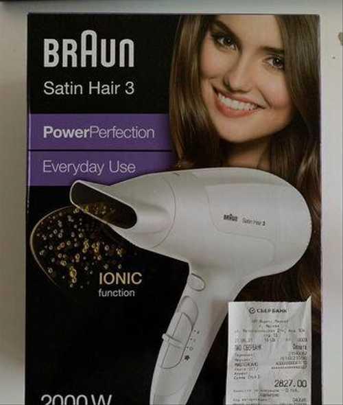 Фен Braun HD 380 Satin Hair 3, белый, новый