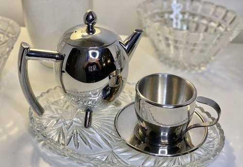 Чайник и кофейная чашка (термос) из нержавейки