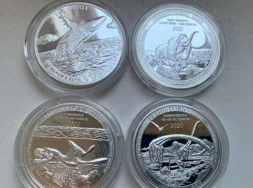 Конго Мамонт Кит Динозавр Маменч Серебро монета