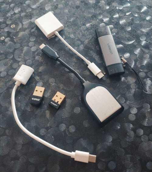 Различные адаптеры USB, SD, USB-C
