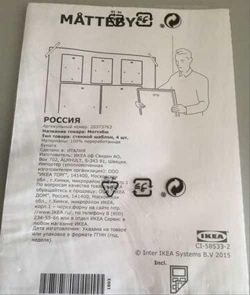 IKEA. Стенной шаблон для картин