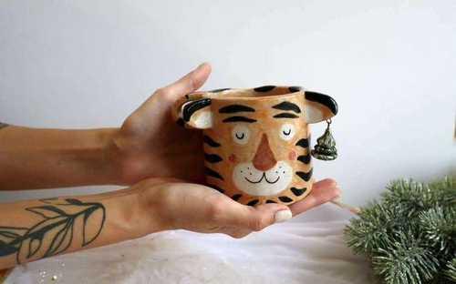 Кружка-тигр. Керамика ручной работы