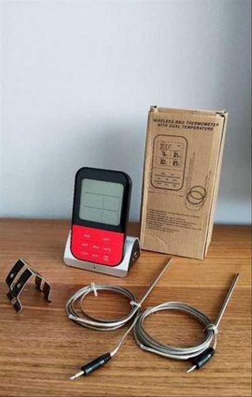 Беспроводной цифровой термометр с щупами, водонепр