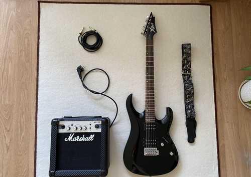 Гитара Cort X-1 и усилитель Marshall MG10CF