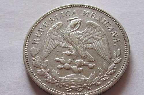 1 песо 1908 Мексика серебро 24,4г штемпельныйблеск