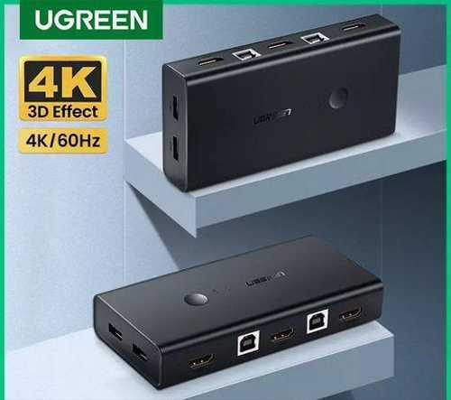 KVM переключатель Ugreen 2 hdmi порта 4K/60 Гц