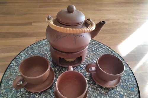 Глиняный чайник и чашки(Китай)