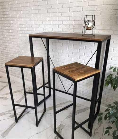 Комплект мебели в стиле лофт. Барный стол+2 стула