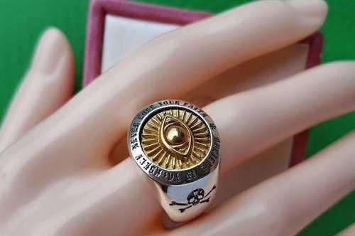 Серебряное кольцо с позолотой и чернением