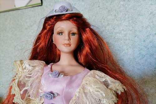 Фарфоровая кукла леди с рыжими волосами