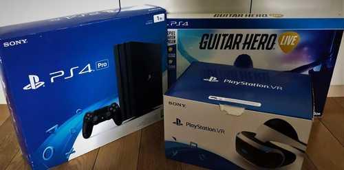 Sony PlayStation 4pro 1Tb + VR + Guitar Hero Live