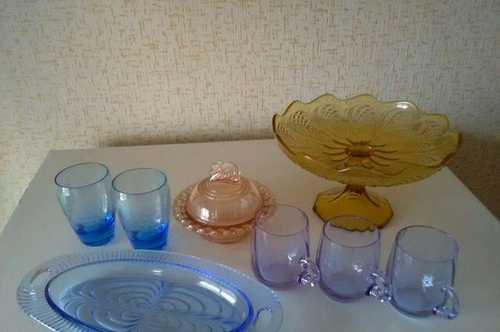 Посуда СССР цветное стекло