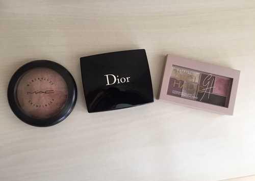 Тени/хайлайтер Dior/Mac/Maybelline