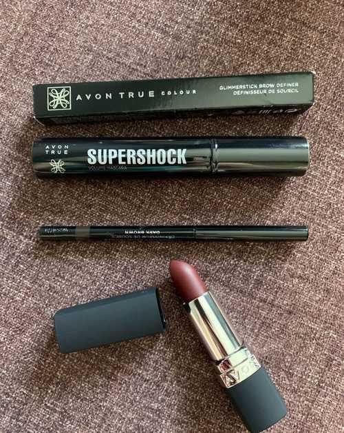 Avon Тушь для ресниц, карандаш для бровей, помада