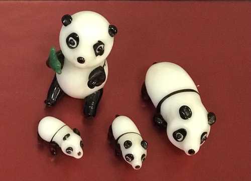 Стеклянные панды Китай статуэтки