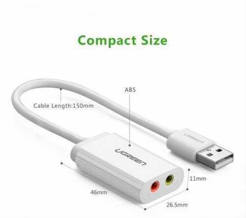 Внешняя звуковая карта ugreen usb external sound card 30521