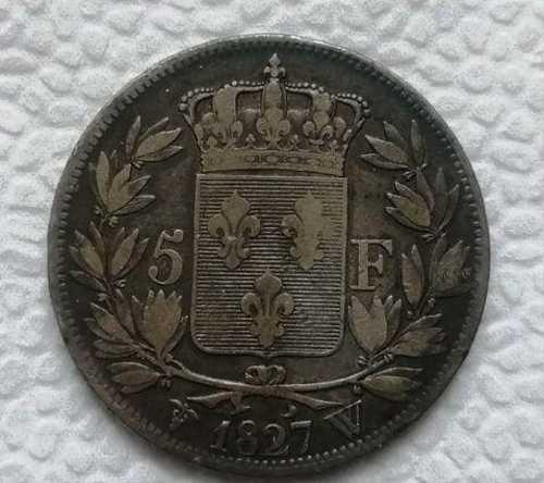 Франция 5 франков (5 Francs), 1827