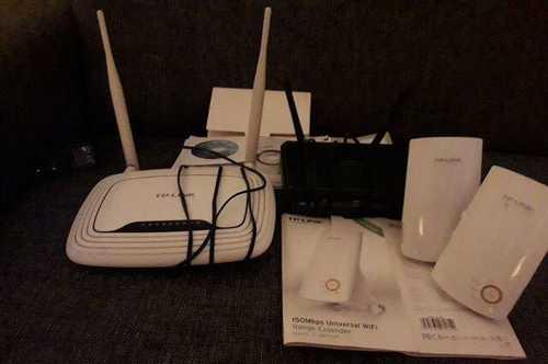 2 усилителя сигнала wifi TP-Link и 2 роутера