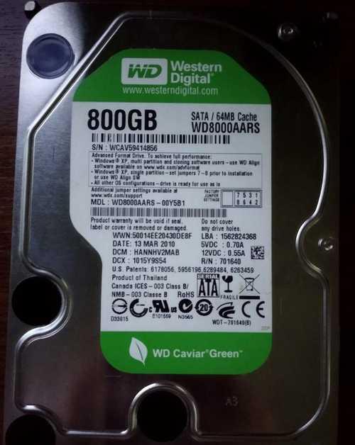 Жесткий диск 800Gb Western Digital HDD WD8000aars