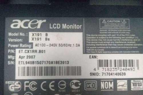 Монитор Acer x191