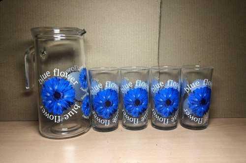 Кувшин со стаканами набор Blue flower