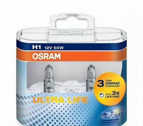 Лампа галогеновая H1 (55) ultra life osram,2 шт