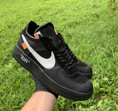 Кроссовки мужские Nike Air Force 1 Off White чёрны