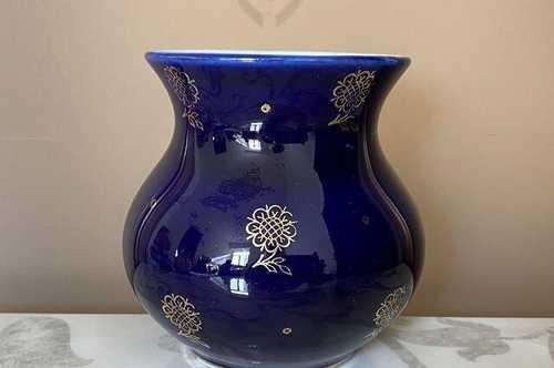 Старинная ваза Кобальт Роспись золотом Цветы лфз