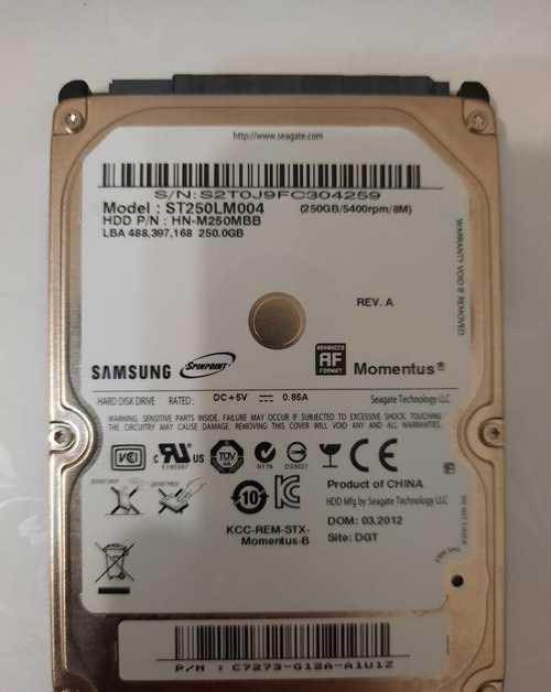 Жд Samsung 250 Gb 2.5"