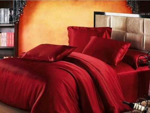 Шелковое постельное белье Luxe Dream евро, Бордовый