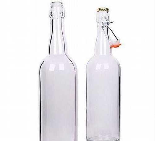 Бутылка стеклянная светлая 1000 мл с бугельной про