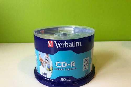 Диск CD-R verbatim 700мб 52x, 50шт., printable