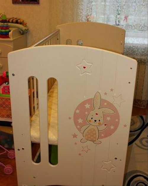 Детская кроватка с ящиком Кролик Банни