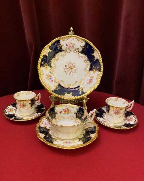 Антикварные кофейные пары и чайное трио Coalport