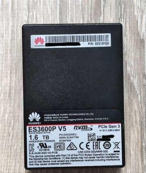 Серверный SSD NVMe Huawei ES3600P V5 1.6TB U.2