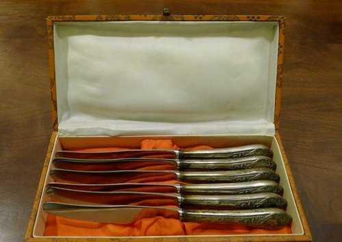 Ножи серебряные столовые/ десертные набор 6 шт
