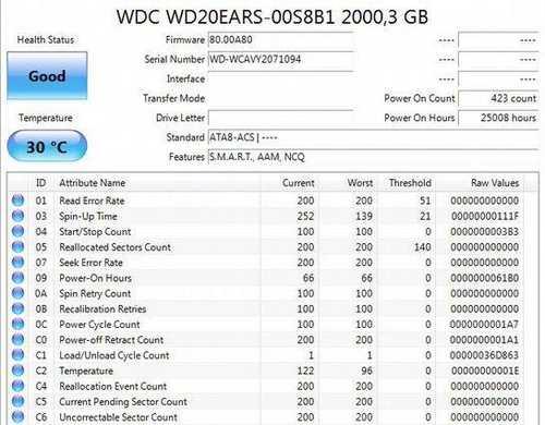 SATA 3.5 HDD WDC WD20ears-00S8B1 2000,3 GB