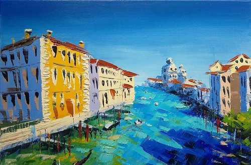 Картина Городской пейзаж Венеции маслом на холсте