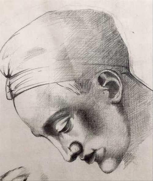 Картина рисунок лицо девушки, карандаш, бумага