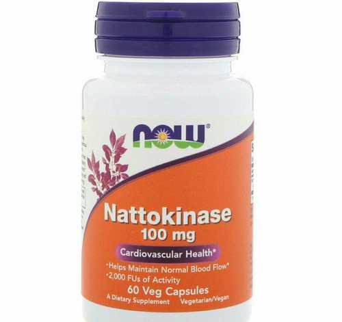 Nattokinase 100 мг Наттокиназа Now Foods (60 шт) С